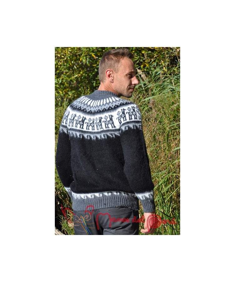 Pull-over épais noir en laine vierge