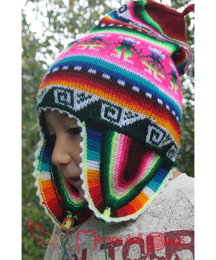 Bonnet péruvien tricoté main Bonnet péruvien tricoté main