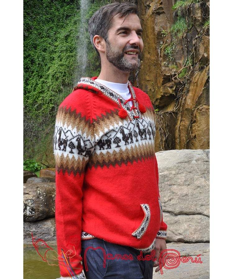 Pull homme de couleur rouge indien