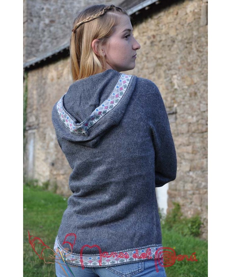 Pull à capuche femme Gris anthracite