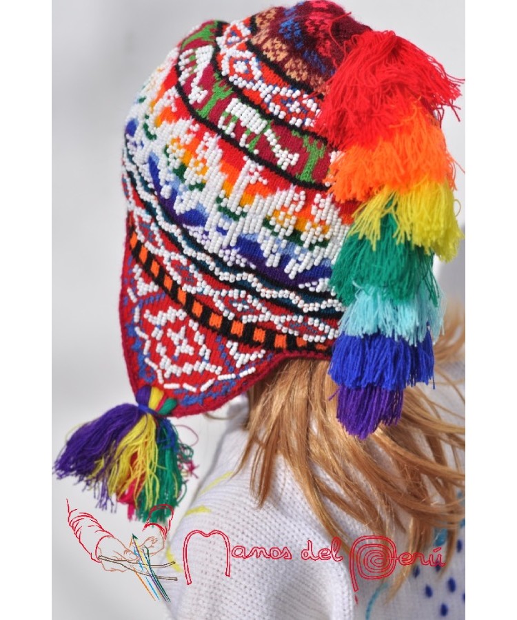 Chullo d'Ocongate - Bonnet péruvien enfant motif Condor des Andes
